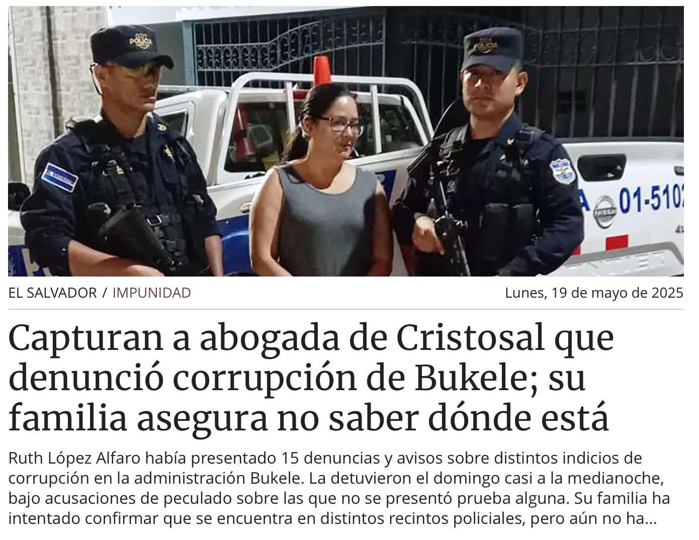 El Salvador’s Bukele arrests rights defender Ruth López | Unwrapping ...